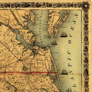 Map of Eastern North Carolina With Part of Virginia and South - Etsy