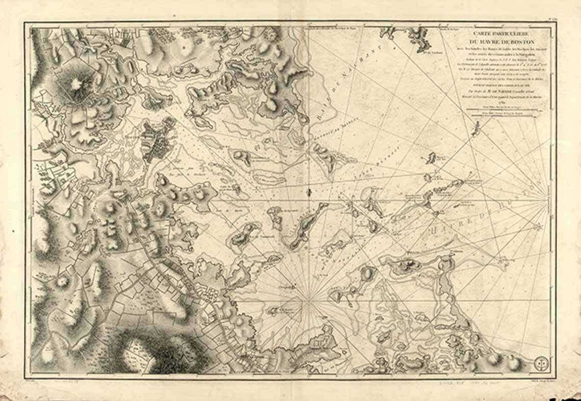 Chart of the Harbour of Boston 1780. Restoration Hardware Home | Etsy