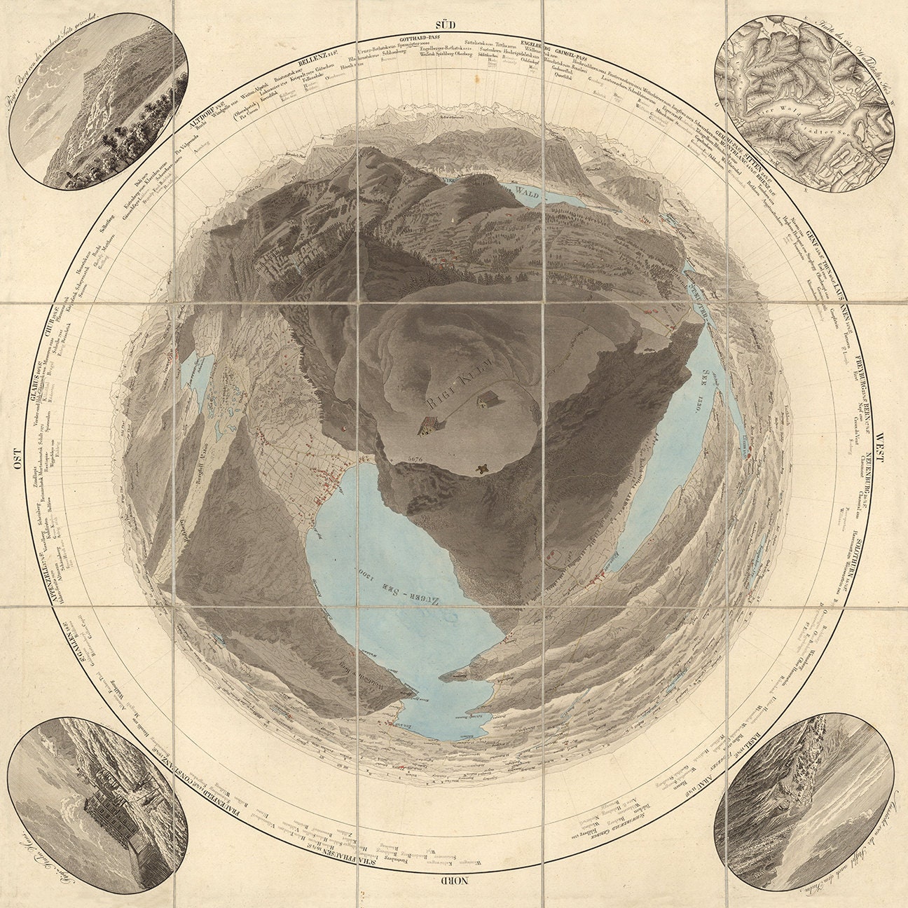 Map of Rigi Mountain Switzerland 1820. Vintage Home Deco Old - Etsy
