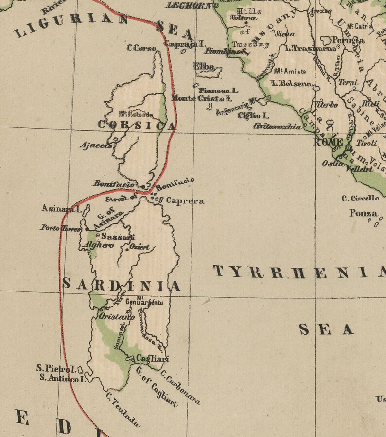 Map of Italy 1880. Vintage Home Deco Style Old Wall | Etsy