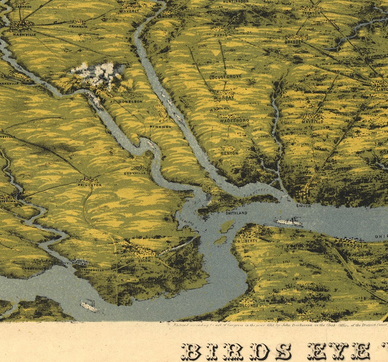Map of Kentucky and Tennessee Showing Cairo and Part of the - Etsy