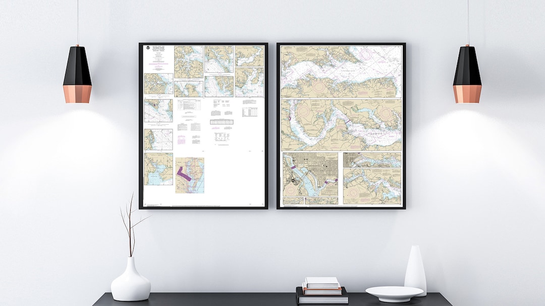 Nautical Charts of Potomac River. Maryland, Virginia. Washington DC ...