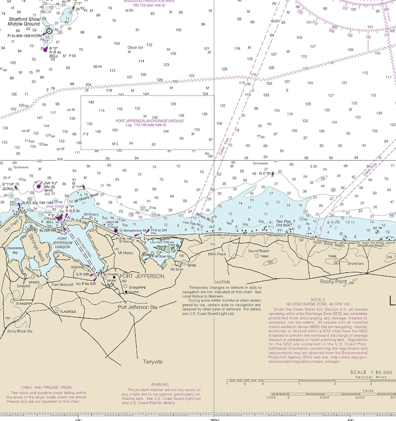 Nautical Charts of Long Island Sound Eastern Part 12354. New | Etsy
