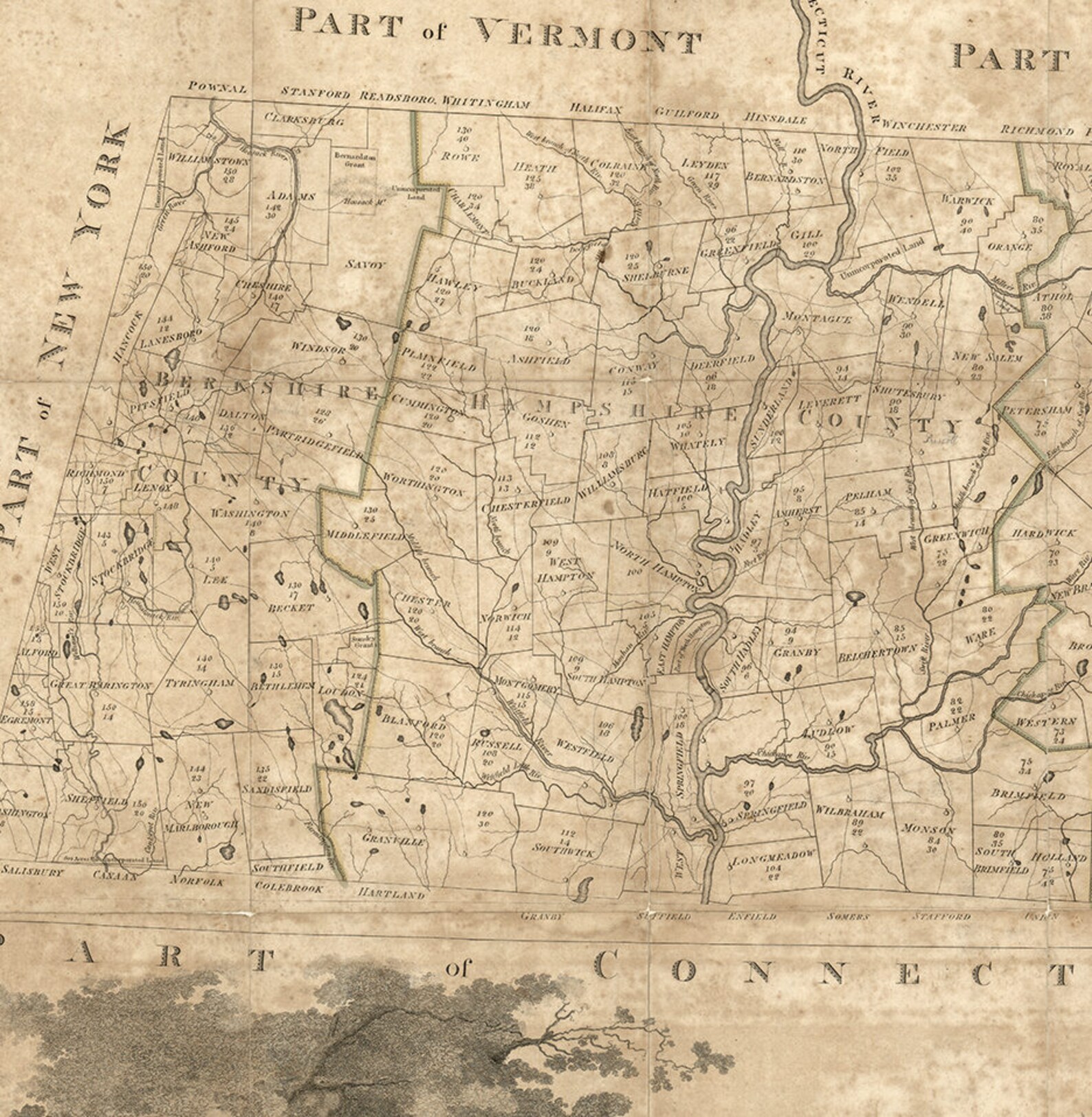 Map of Massachusetts MA 1801 Vintage Restoration Hardware Home Deco ...