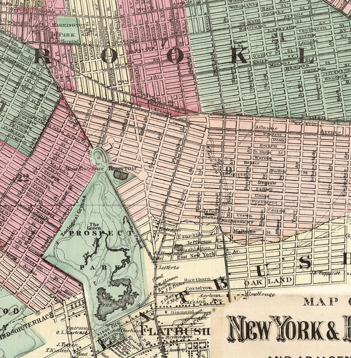 Map of New York City, Lower Manhattan, 1850. Vintage Restoration ...