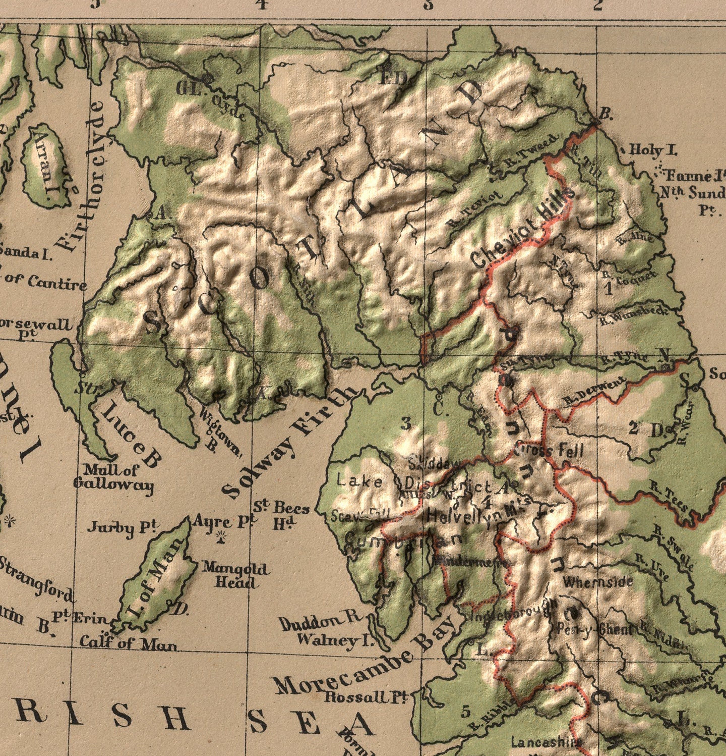 Map of England 1880. Vintage Restoration Hardware Home Deco | Etsy