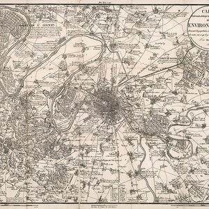Map of Paris, France, 1832. Restoration Hardware Home Deco Style Old ...