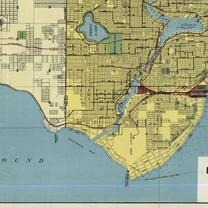 Map of Port of Seattle, King County, Washington WA., 1918. Vintage ...