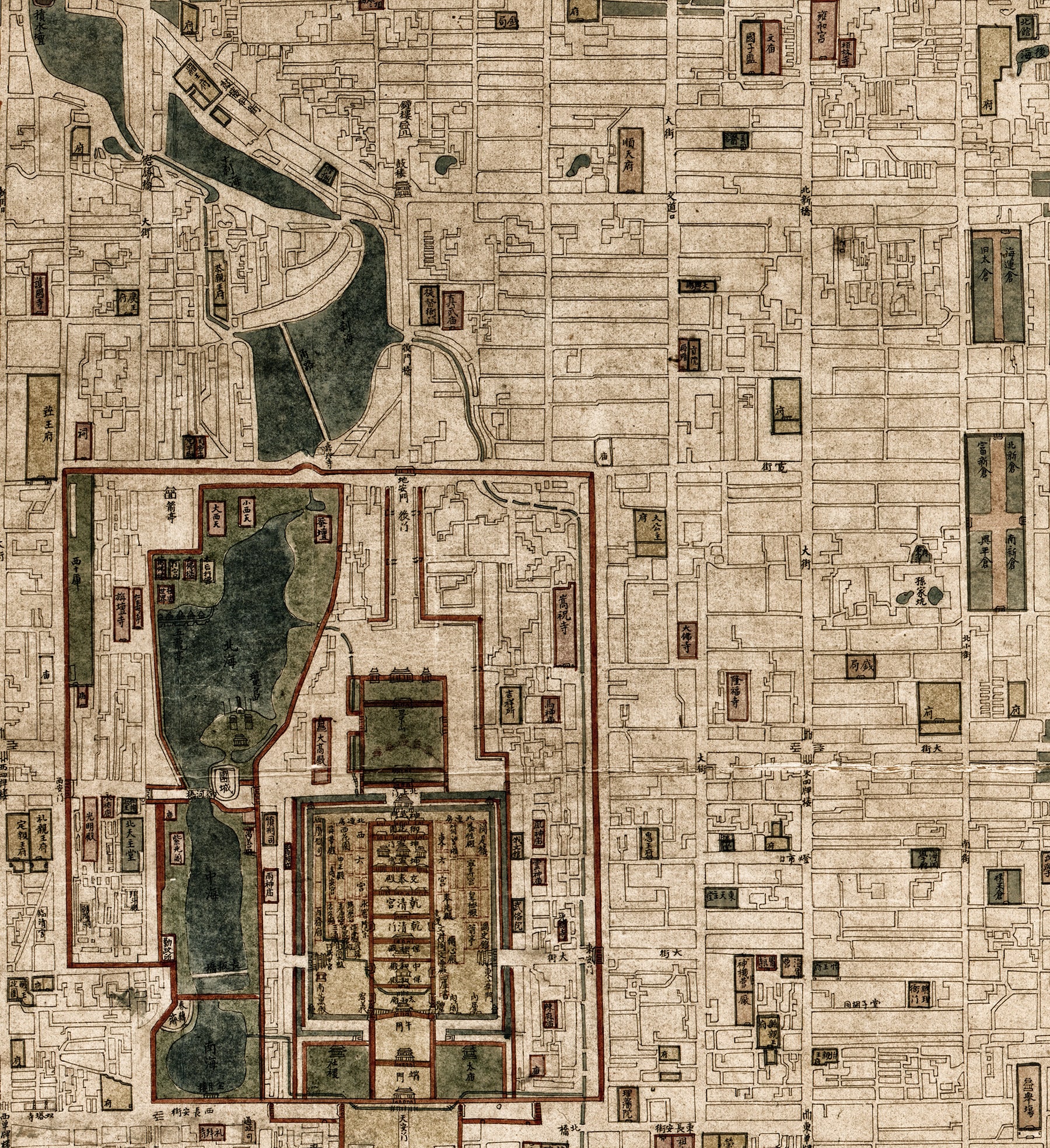 北京全图 Map of Beijing (peking), China 1861. Vintage Wall Art Decor ...