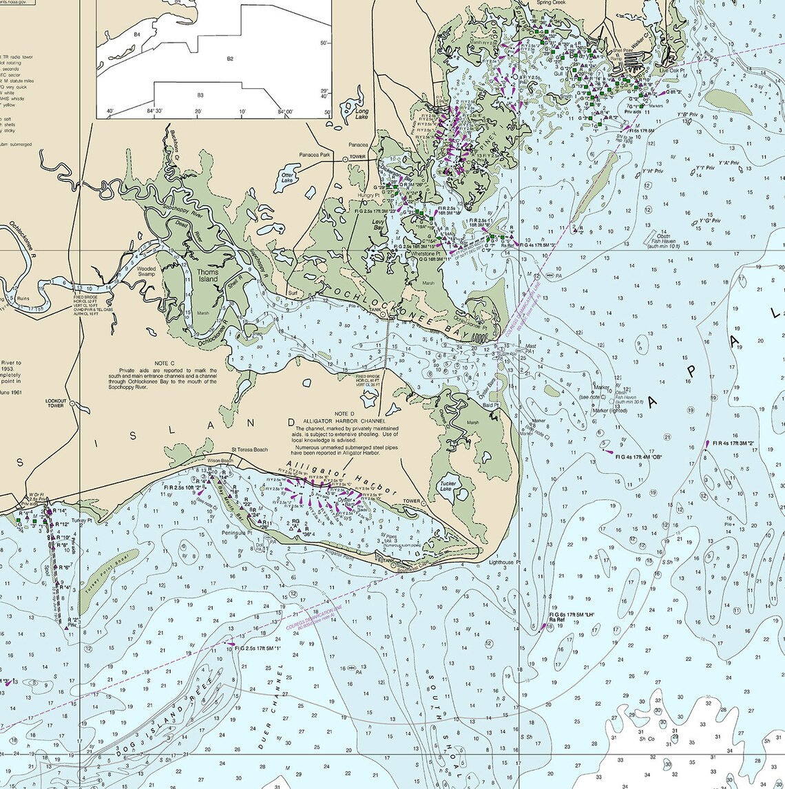 Nautical Chart of Apalachee Bay 11405. Florida. St James - Etsy