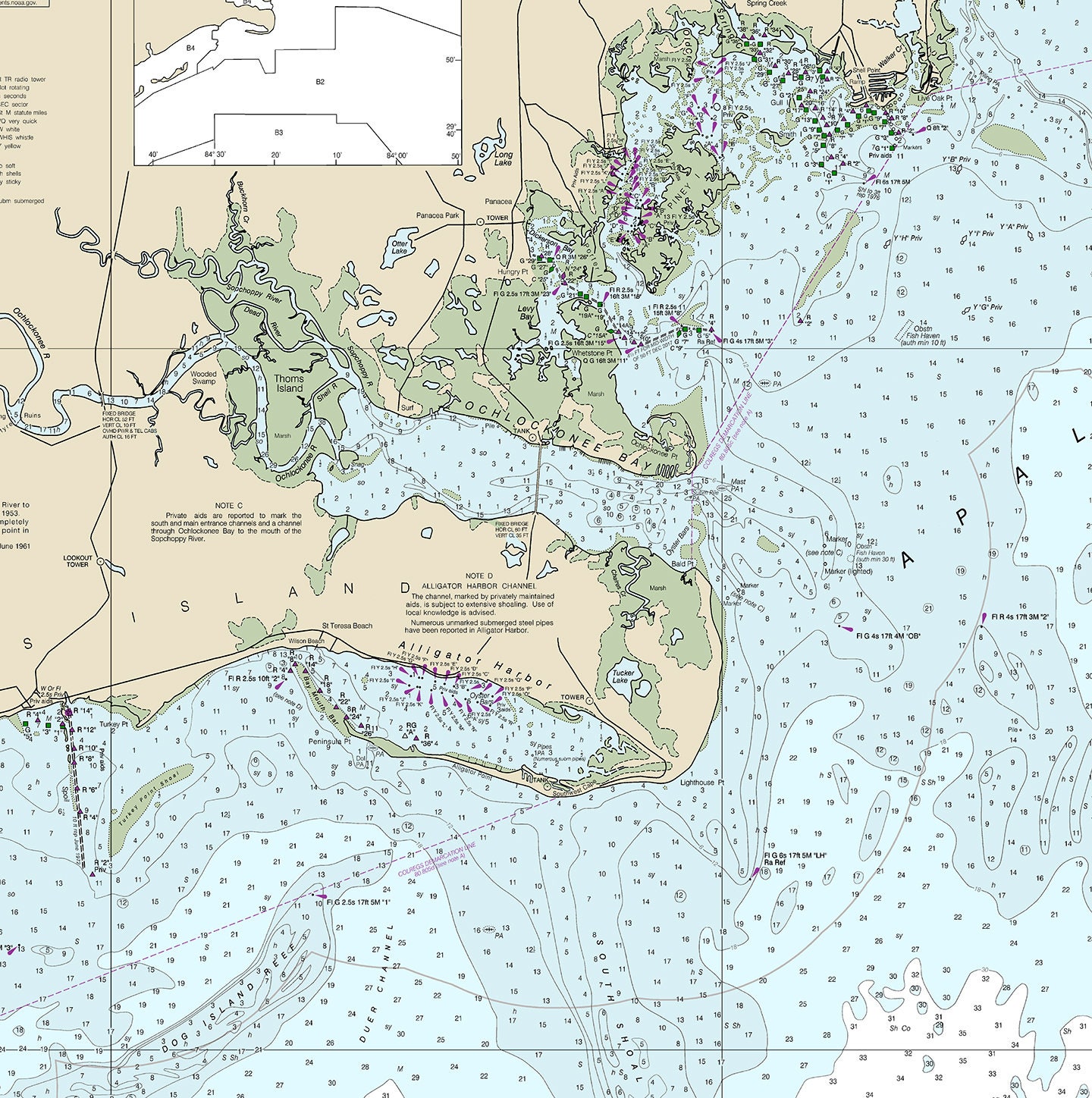 Nautical Chart of Apalachee Bay 11405. Florida. St James - Etsy