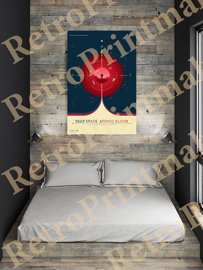 NASA Posters: Deep Space Atomic Clock Prints (red), JPL Visions of the ...