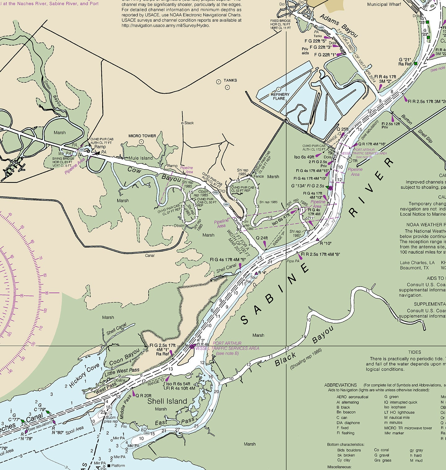 Nautical Charts of Sabine and Neches Rivers, Louisiana - Texas. 11343 ...