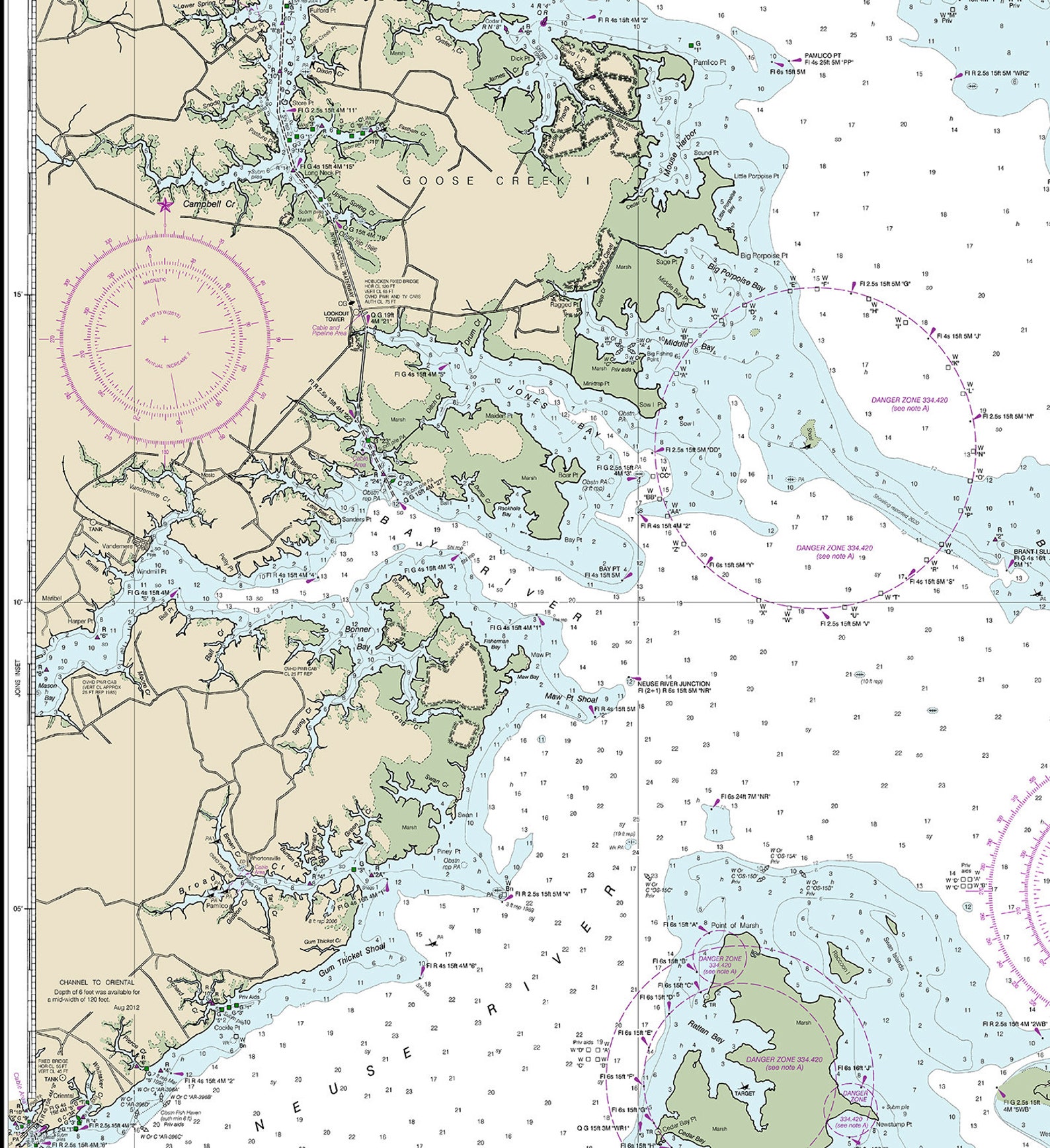 Nautical Chart of Pamlico Sound Western North Carolina. NOAA - Etsy