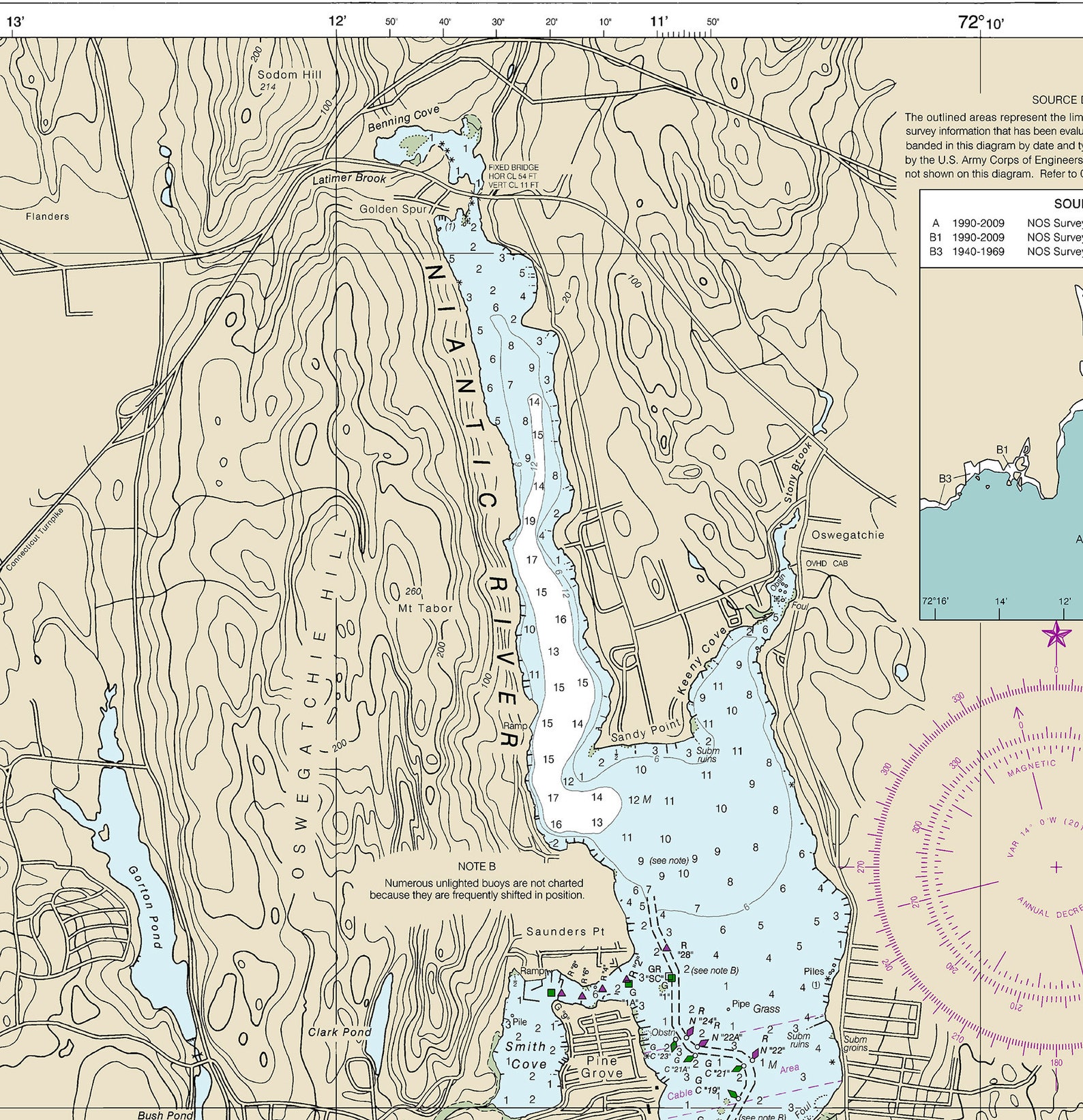 Nautical Chart of North Shore of Long Island Sound Niantic Bay - Etsy