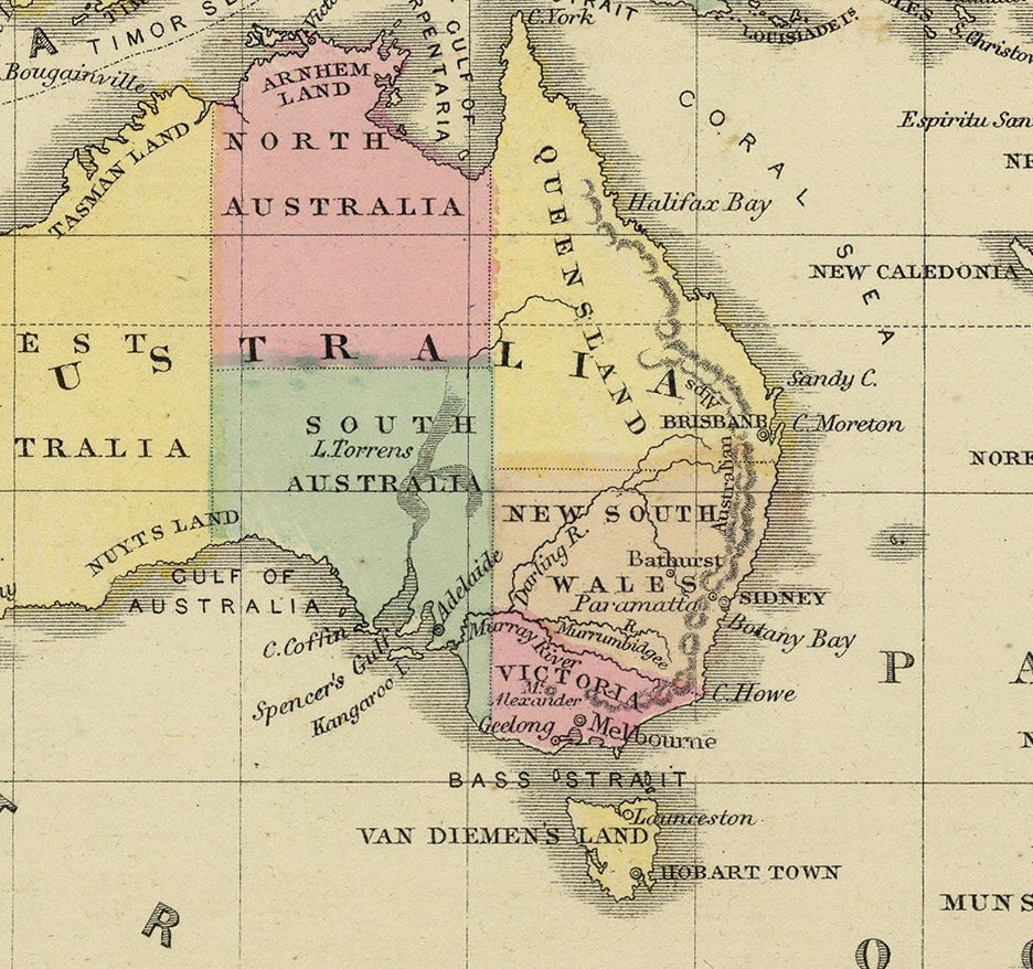 Map of Oceania (oceanica), 1864. Restoration Hardware Home Deco Style ...