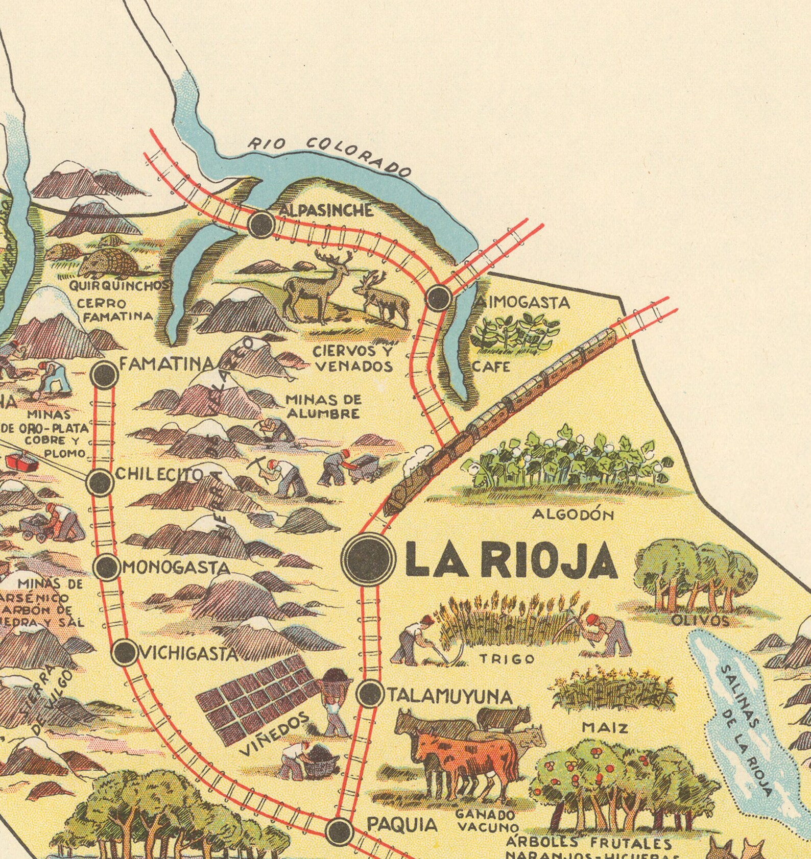 Pictorial Map of La Rioja. Argentina. Vintage Home Deco Style - Etsy
