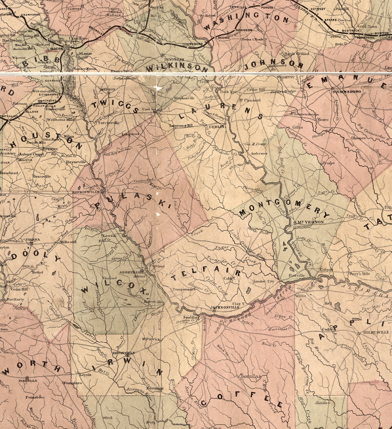Map of State of Georgia. 1864 Vintage Restoration Hardware - Etsy