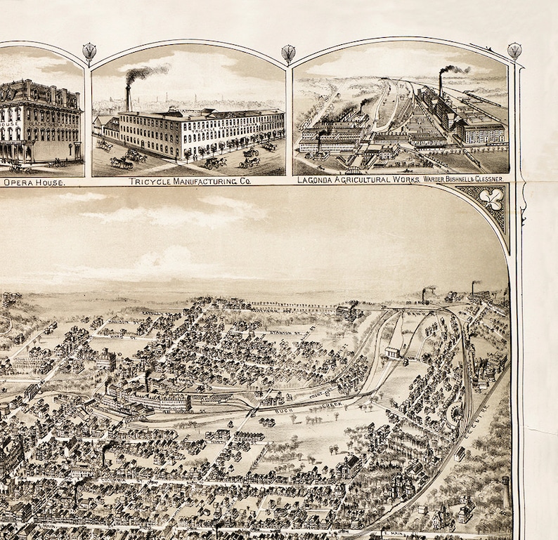 Map of Springfield Clark Co. Ohio OH 1884. Vintage - Etsy