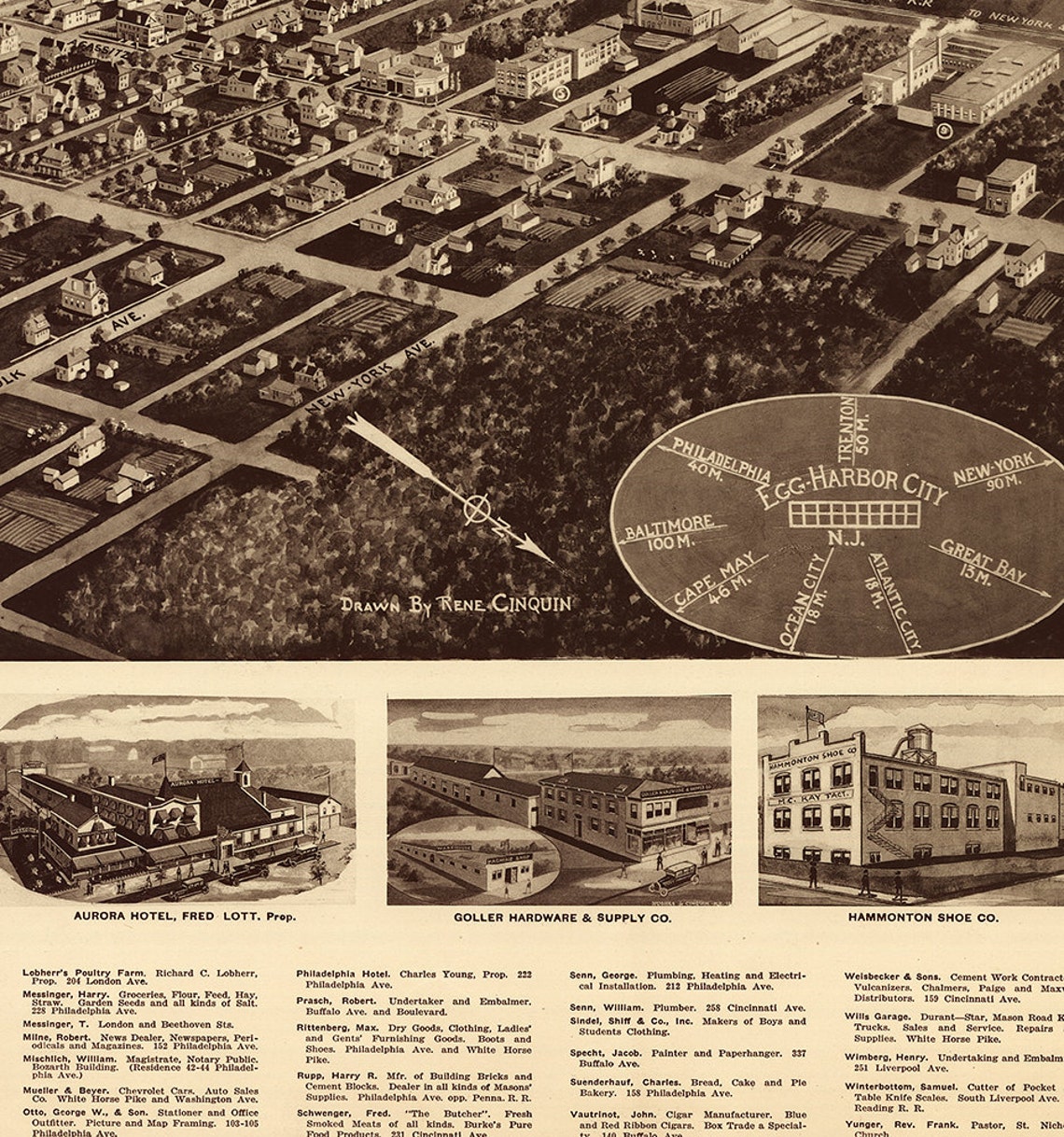 Egg Harbor City Atlantic Co. New Jersey NJ 1924 Hughes & - Etsy