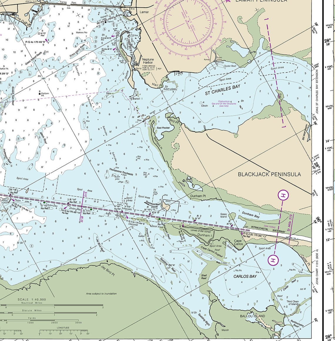 Nautical charts of Carlos Bay to Redfish Bay including Copano | Etsy