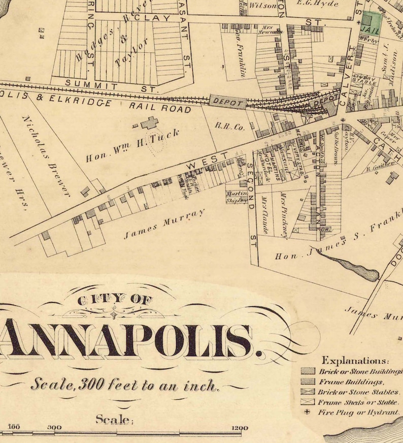 Map of Annapolis Maryland. Vintage Home Deco Style Old Wall | Etsy