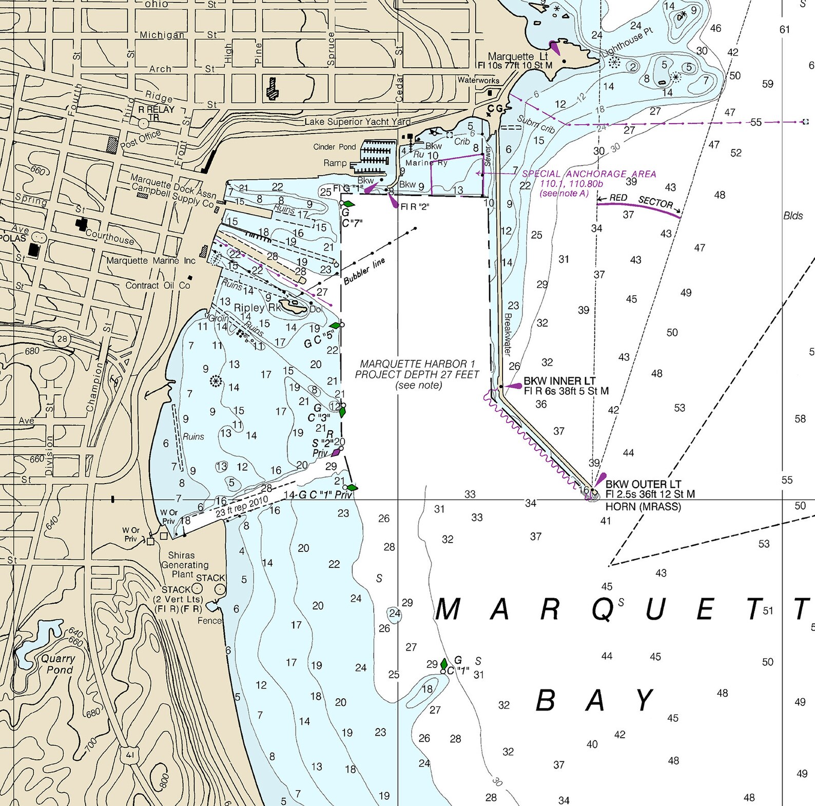 NOAA Nautical Charts of Marquette and Presque Isle Harbors - Etsy