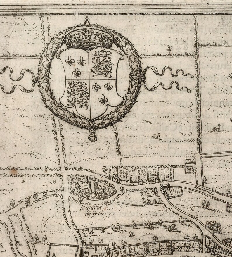 Map of London 1579. Vintage Restoration Hardware Home Deco - Etsy