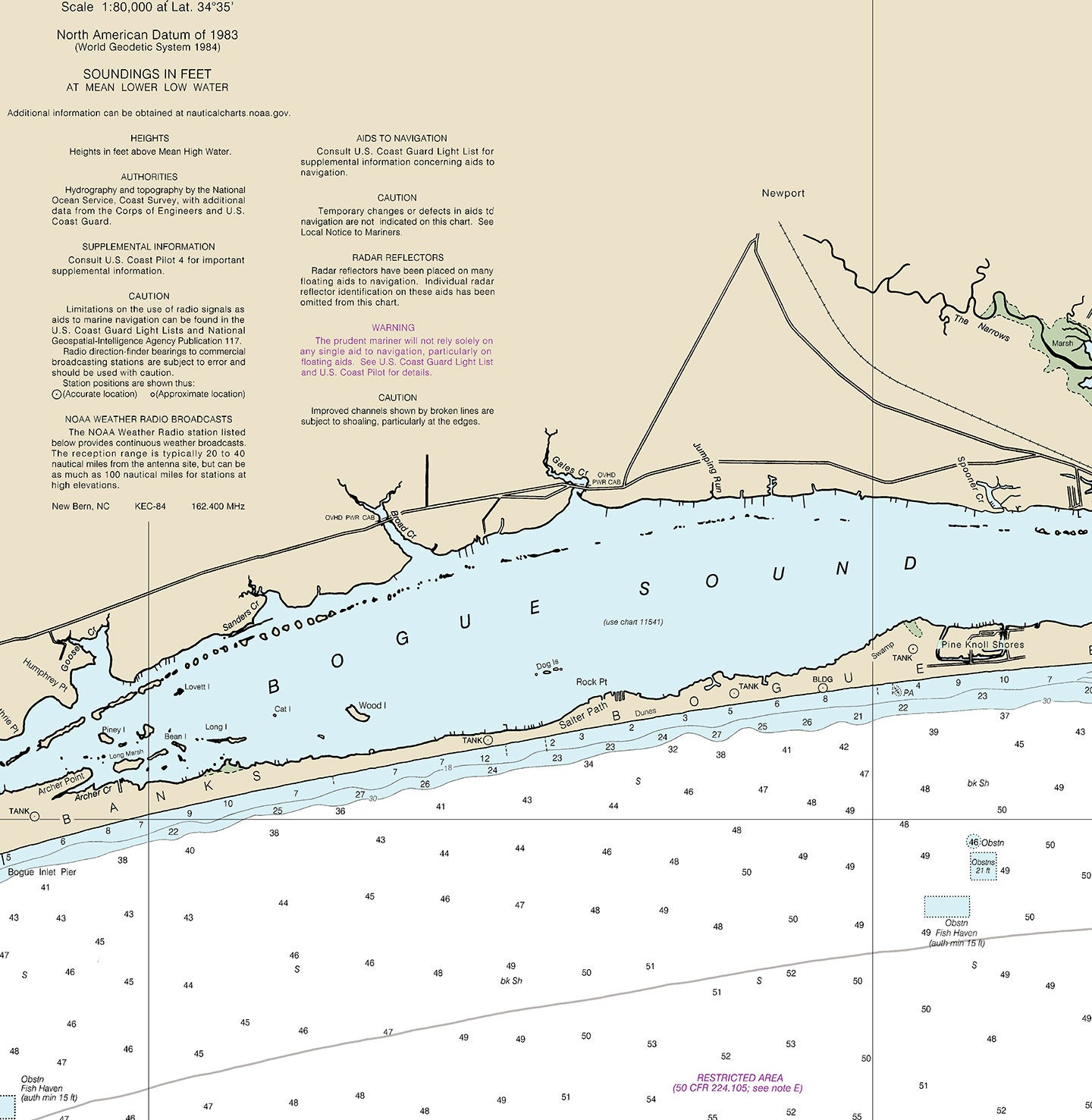 Nautical Charts of Cape Lookout to New River North Caroline. - Etsy