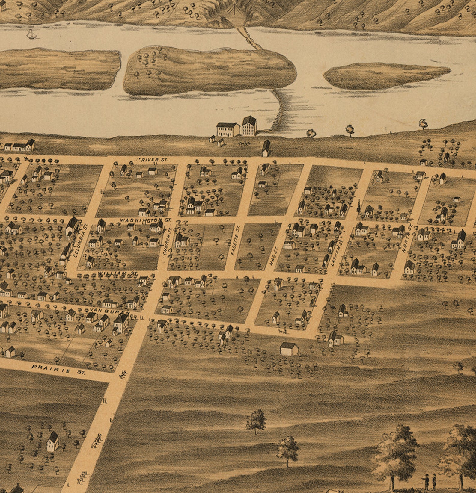 Map of Batavia, Kane County, Illinois 1869. Vintage Restoration ...