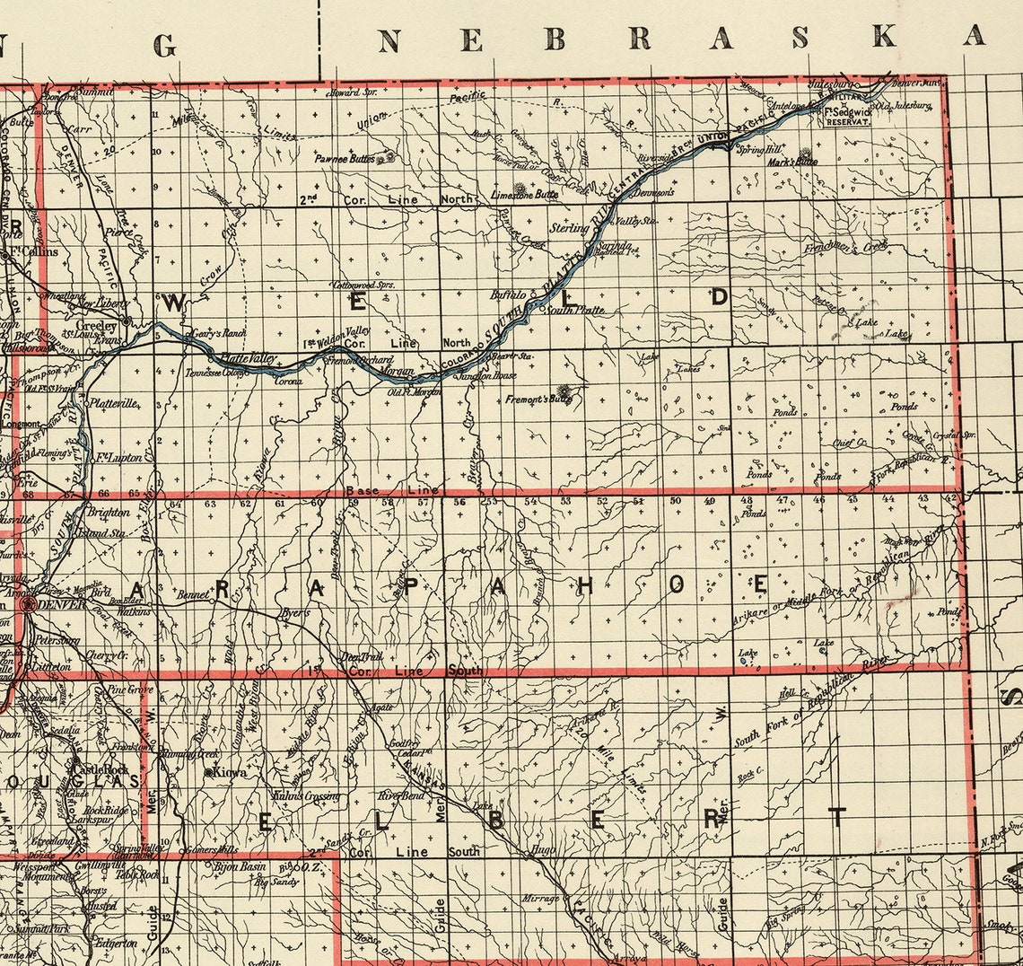 Map of Colorado 1881. Vintage Restoration Hardware Home Deco - Etsy