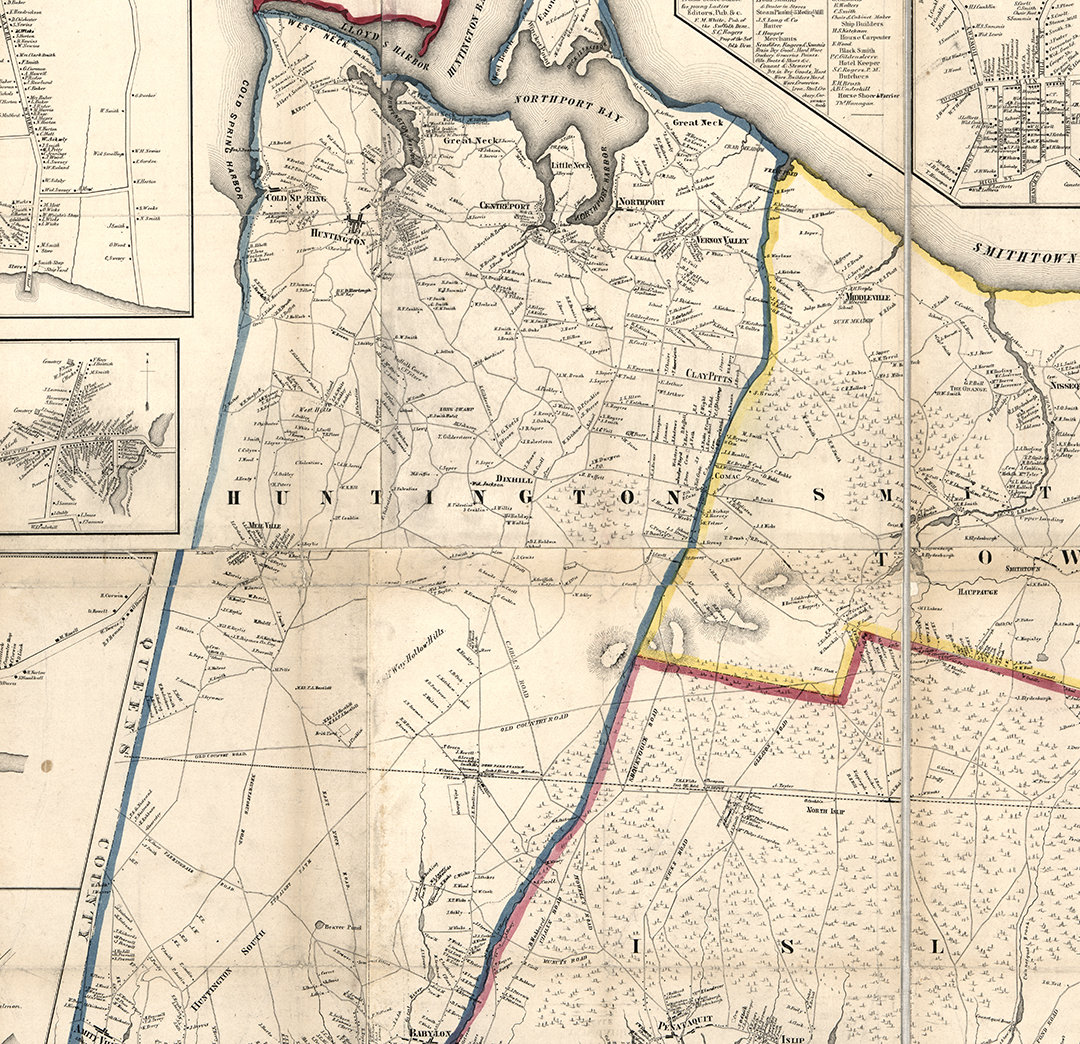 Map of Suffolk County Long Island New York NY 1858. Vintage | Etsy