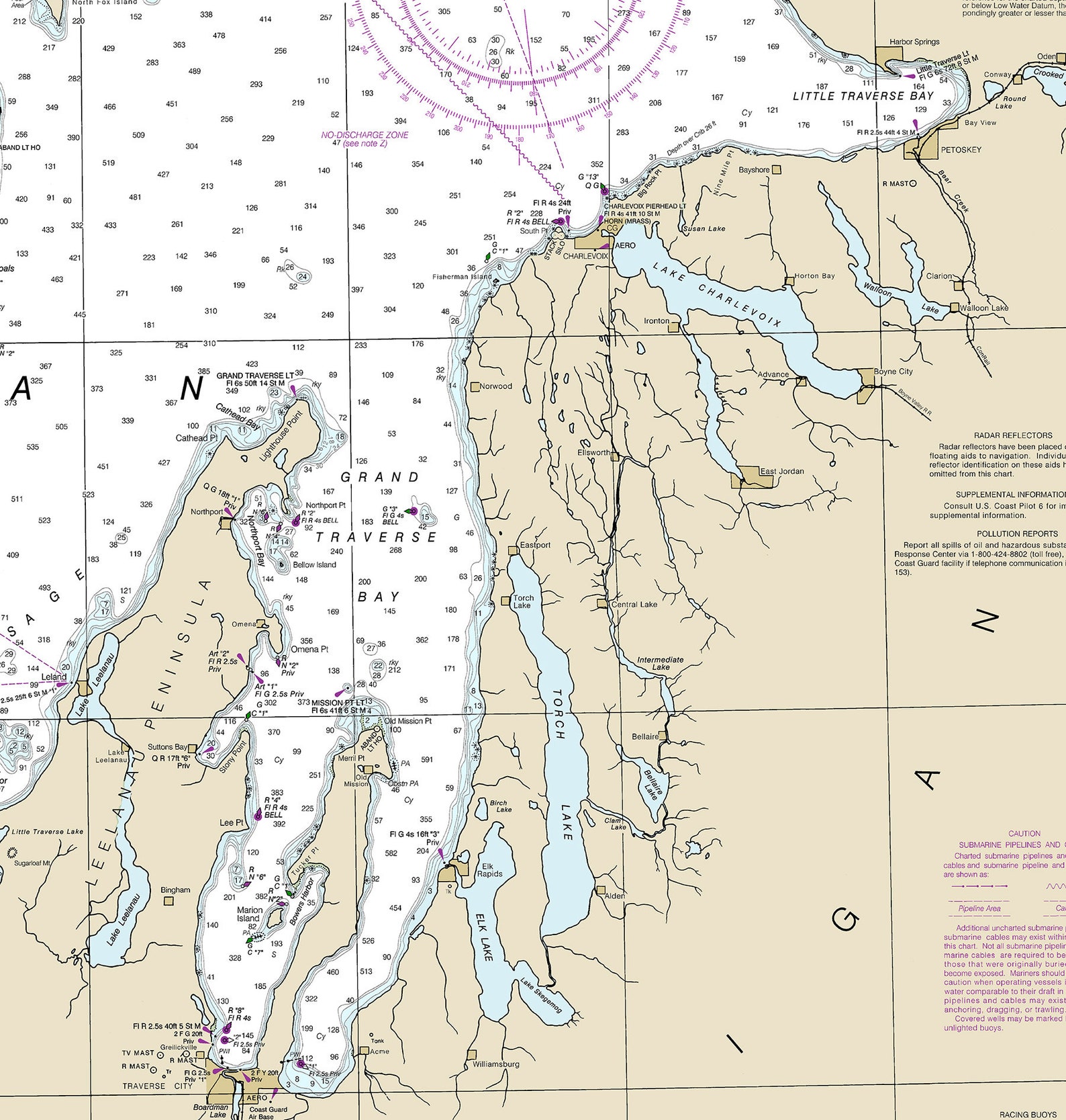 Nautical Chart of North End of Lake Michigan Including Green | Etsy