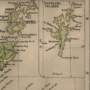 Map of Scotland, 1880. Vintage Home Deco Style Old Wall Reproduction ...