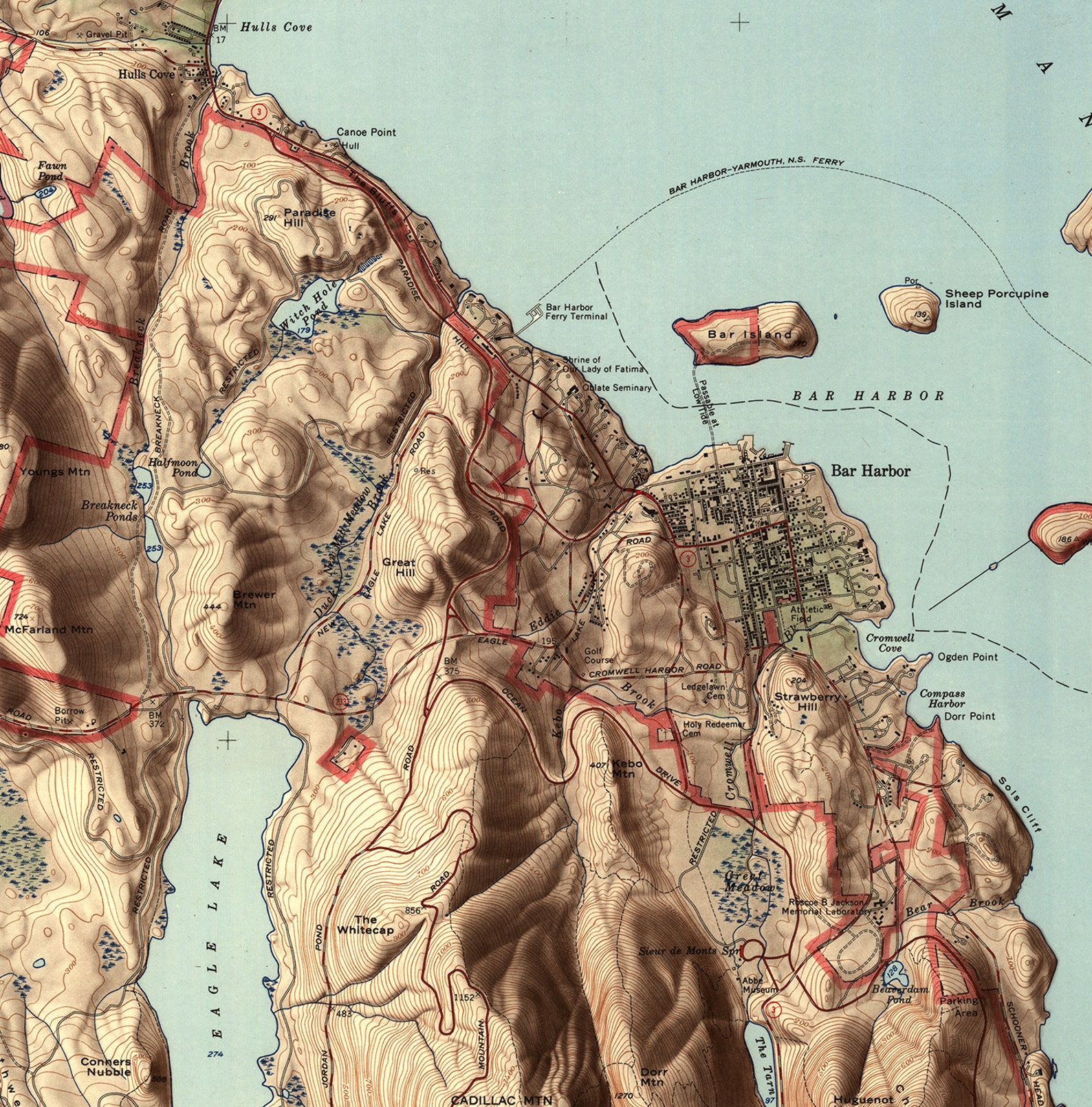 Topographic Map Acadia National Park and Vicinity Hancock - Etsy