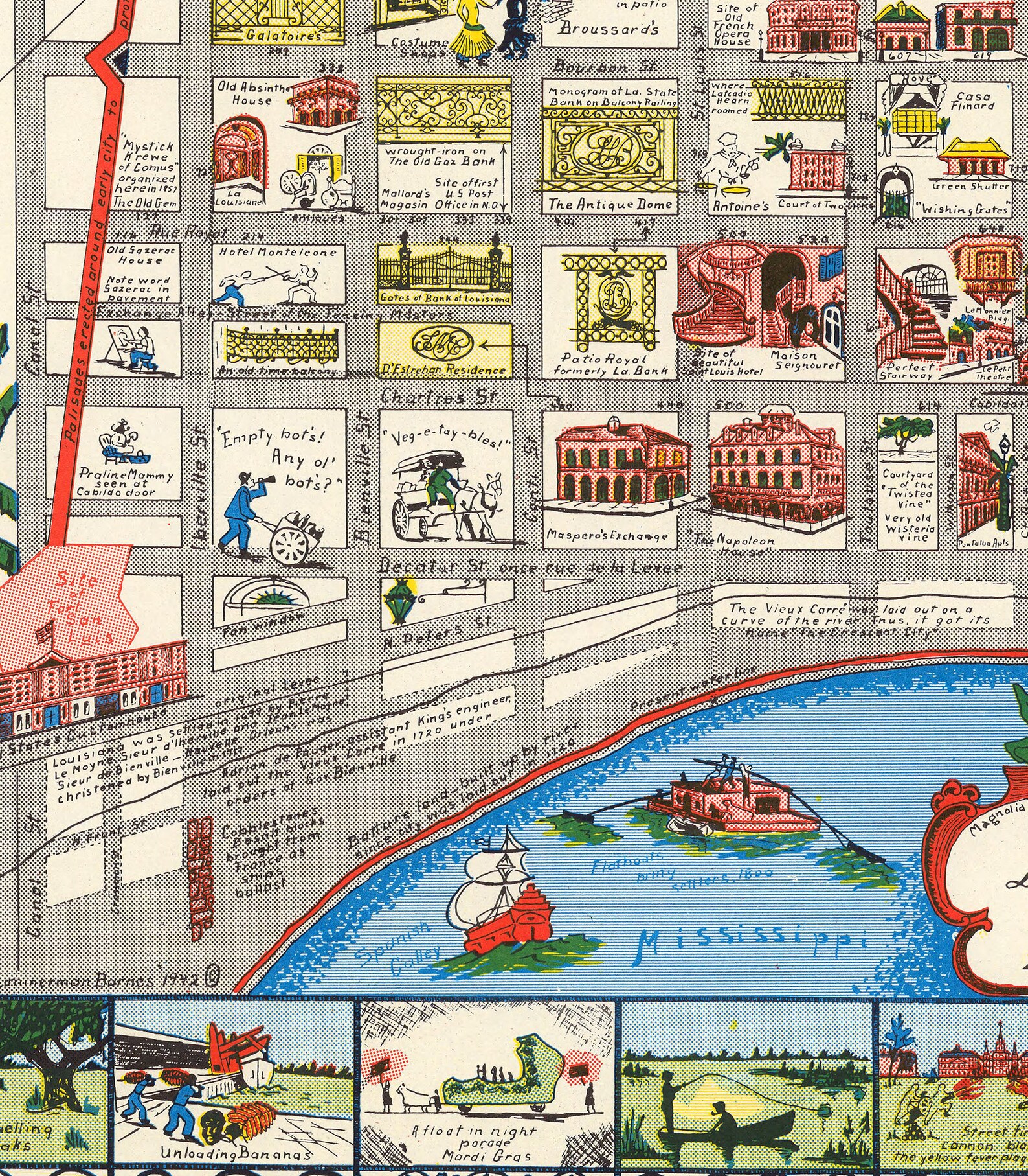 Map of French Quarter (vieux Carré / Barrio Francés) in New Orleans ...
