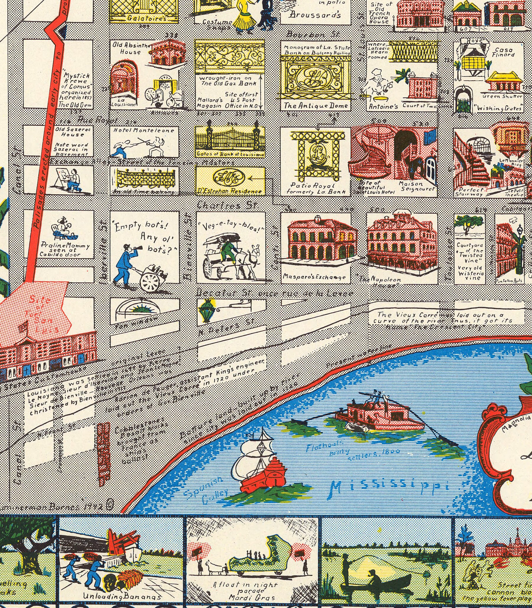 Map of French Quarter (vieux Carré / Barrio Francés) in New Orleans ...