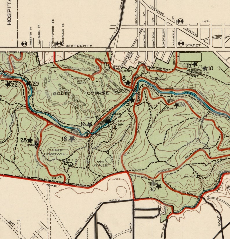 Map of Rock Creek Park Washington D.C. 1933. Vintage Home - Etsy