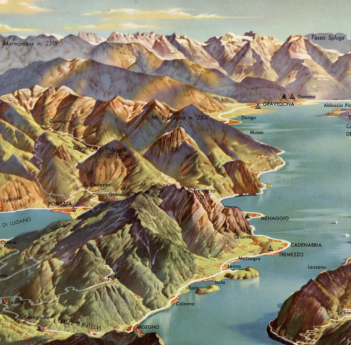 Map of Lake Como Italy. Lago Di Como Italia. Ente - Etsy