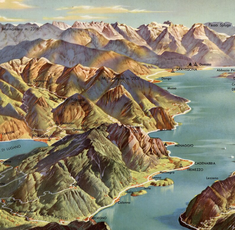 Map of Lake Como Italy. Lago di Como Italia. Ente | Etsy