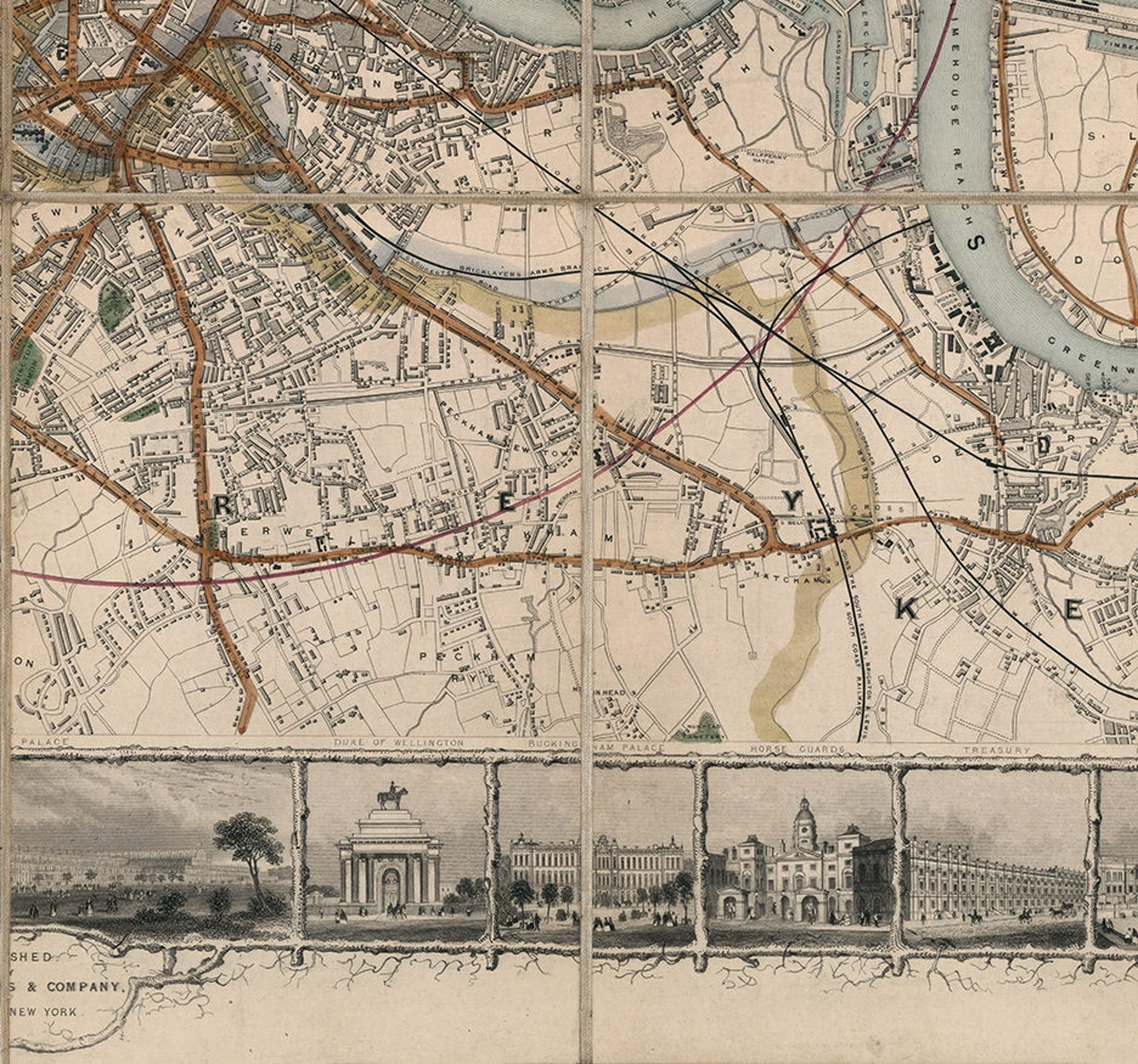 Historic London Map England U.K. 1851. Restoration Hardware | Etsy