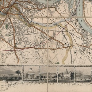 Historic London Map England U.K. 1851. Restoration Hardware Home Deco ...