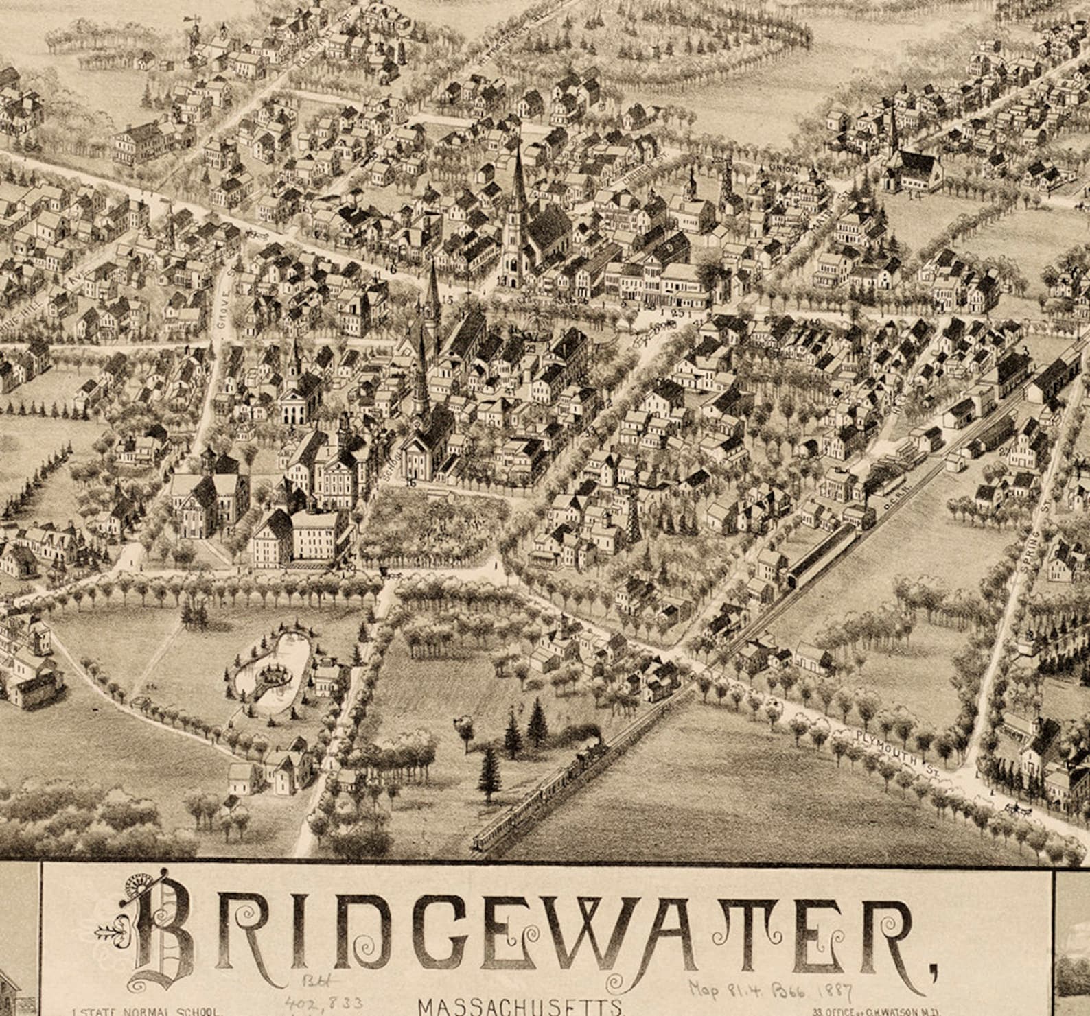 Map of Bridgewater Plymouth County Massachusetts MA. | Etsy