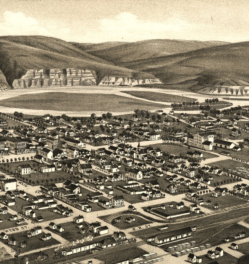 Map of Pendleton Umatilla Co. Oregon 1884. Restoration - Etsy