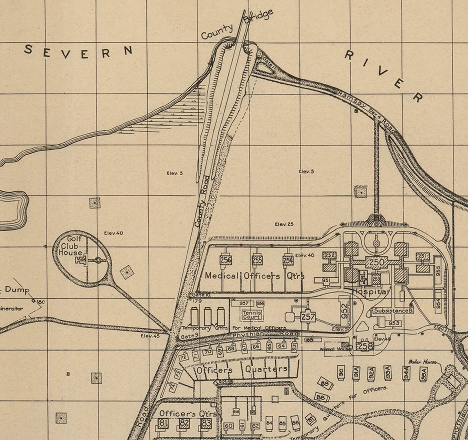 Map of US Naval Academy Annapolis, Maryland, 1924. Vintage Restoration ...