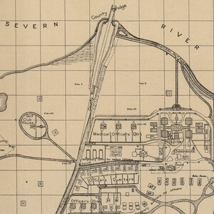 Map of US Naval Academy Annapolis, Maryland, 1924. Vintage Restoration ...