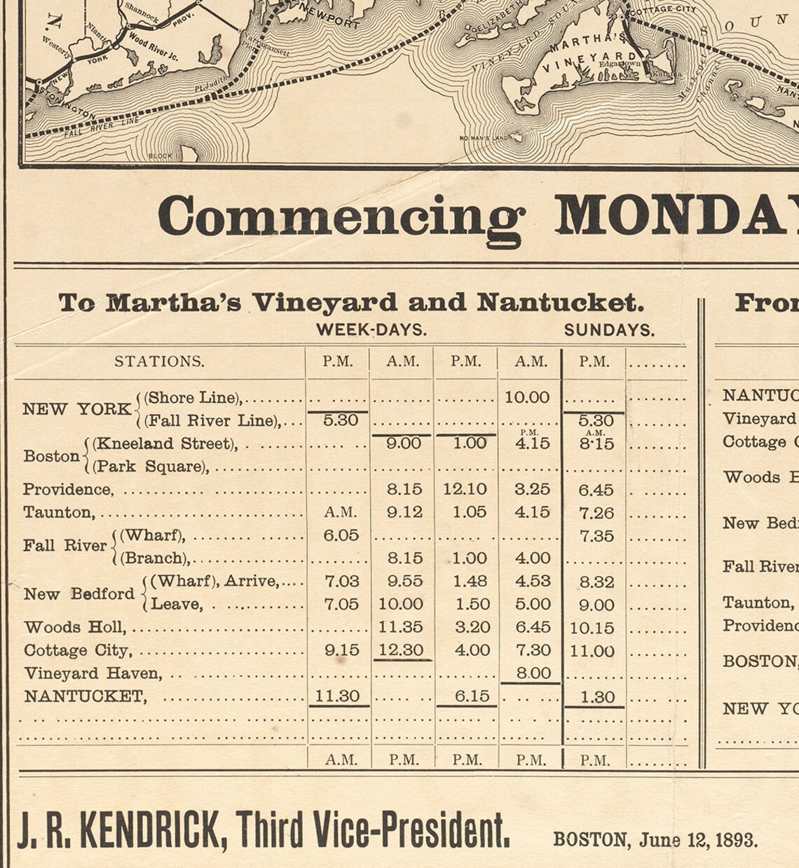 Railway Map of Old Colony Line, 1893. Vintage Restoration Hardware Home ...