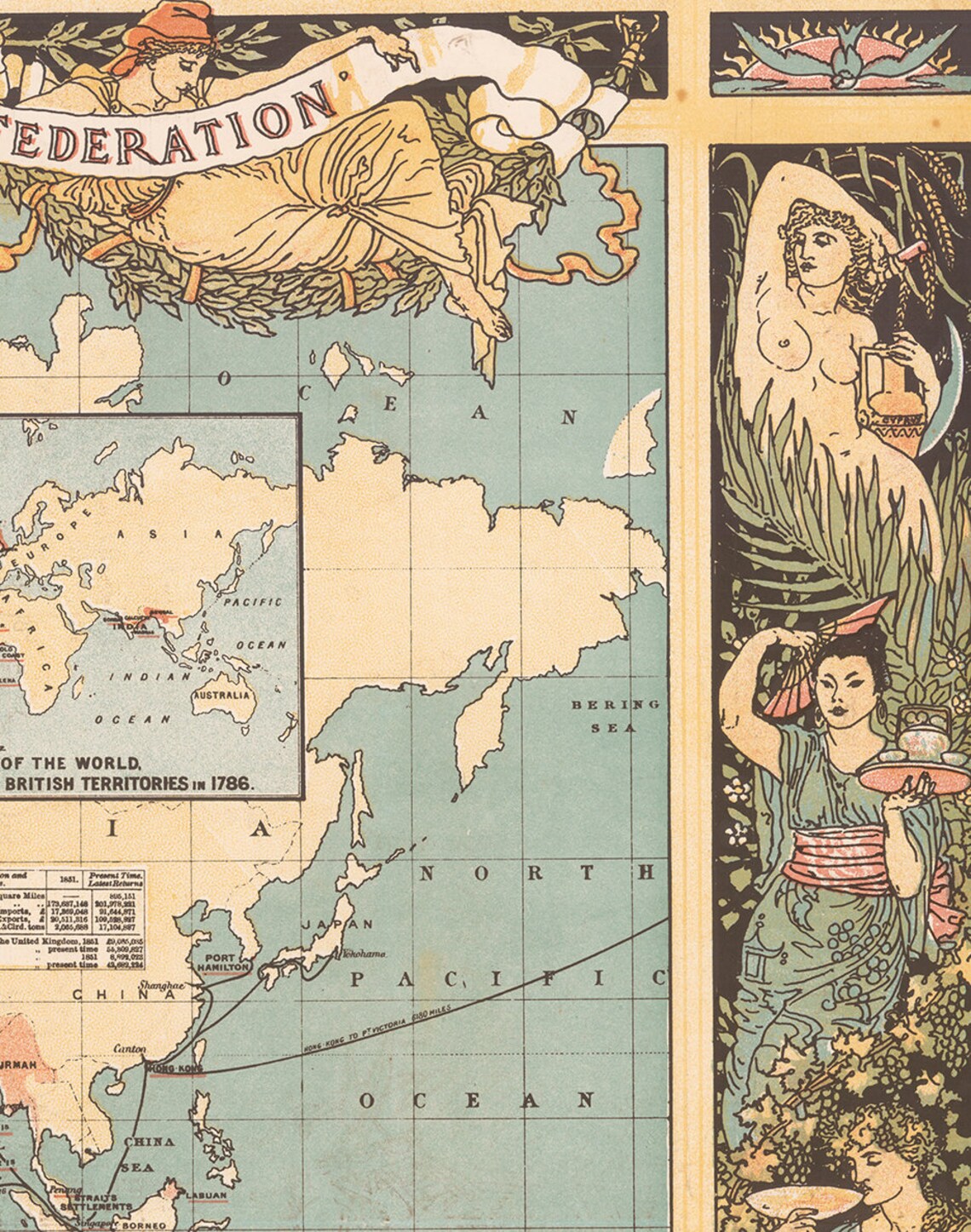 World Map Showing the Extent of the British Empire in 1886. Vintage ...