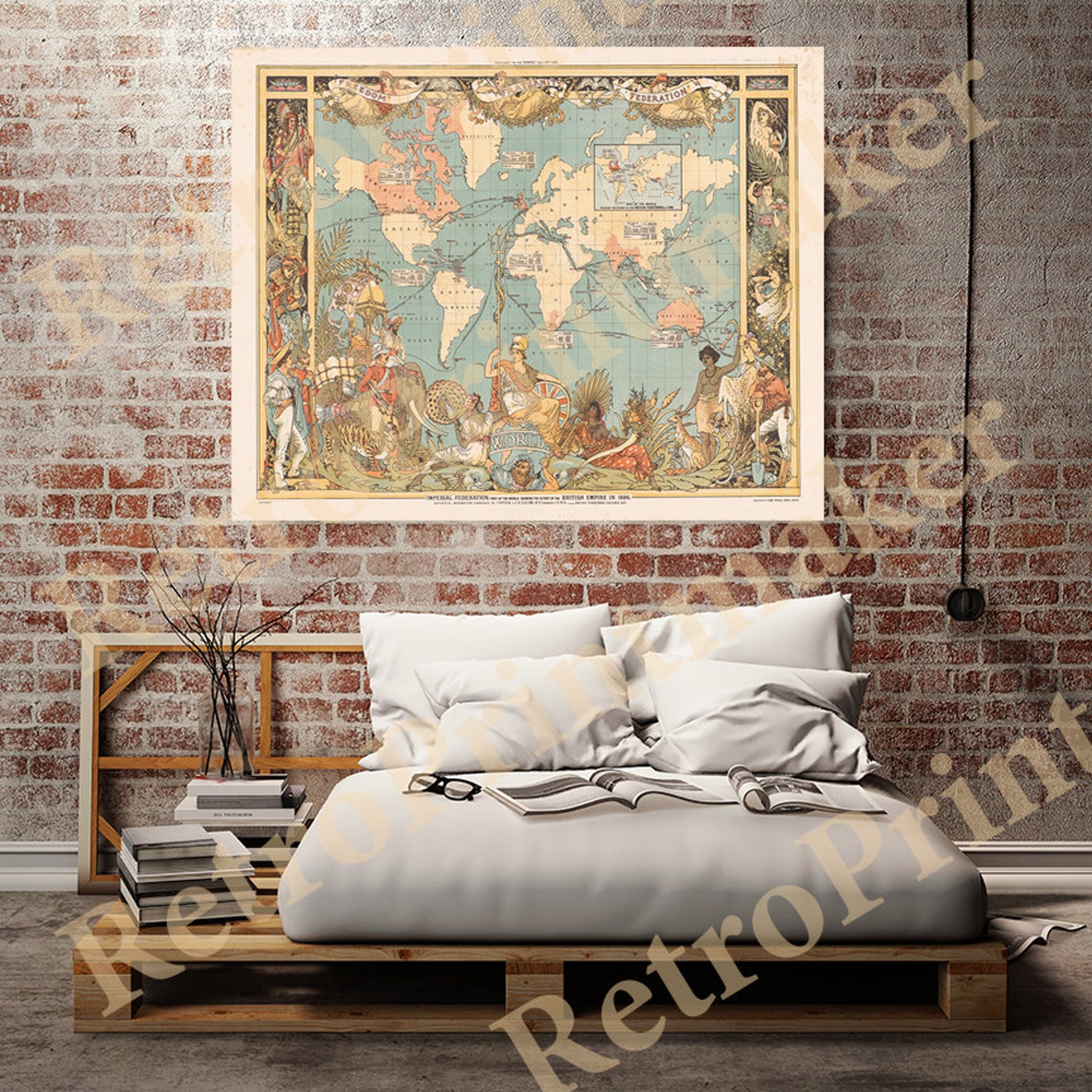 World Map Showing the Extent of the British Empire in 1886. Vintage ...