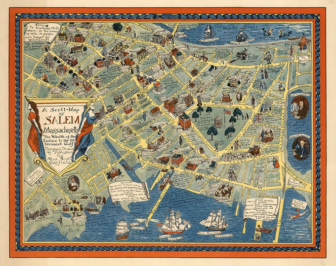 Salem Mass | 01970 | Art Print | Witch City | Mixed Media | Collage Art ...